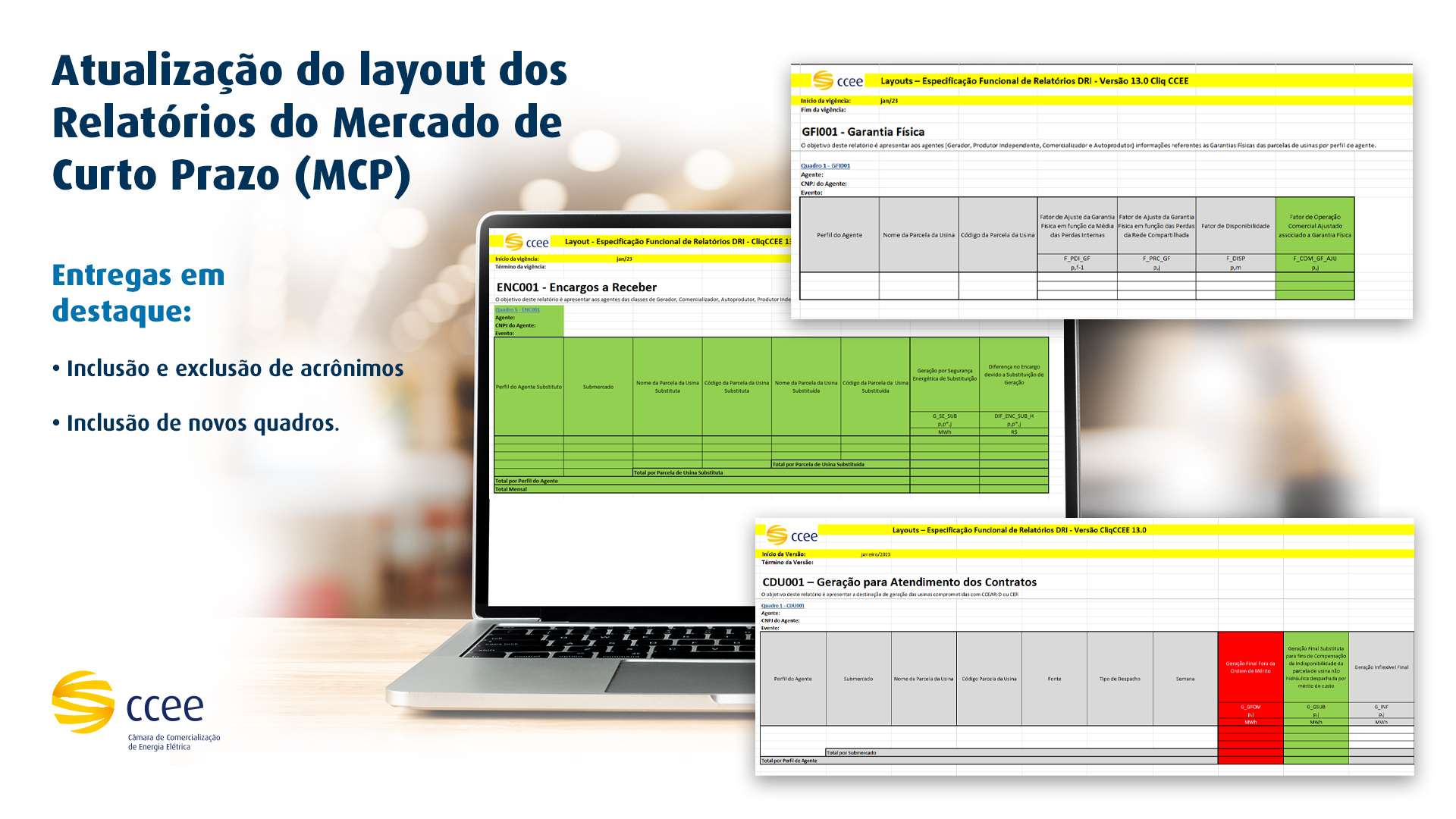CO - CCEE entrega alterações nos relatórios do MCP na DRI em função das ...